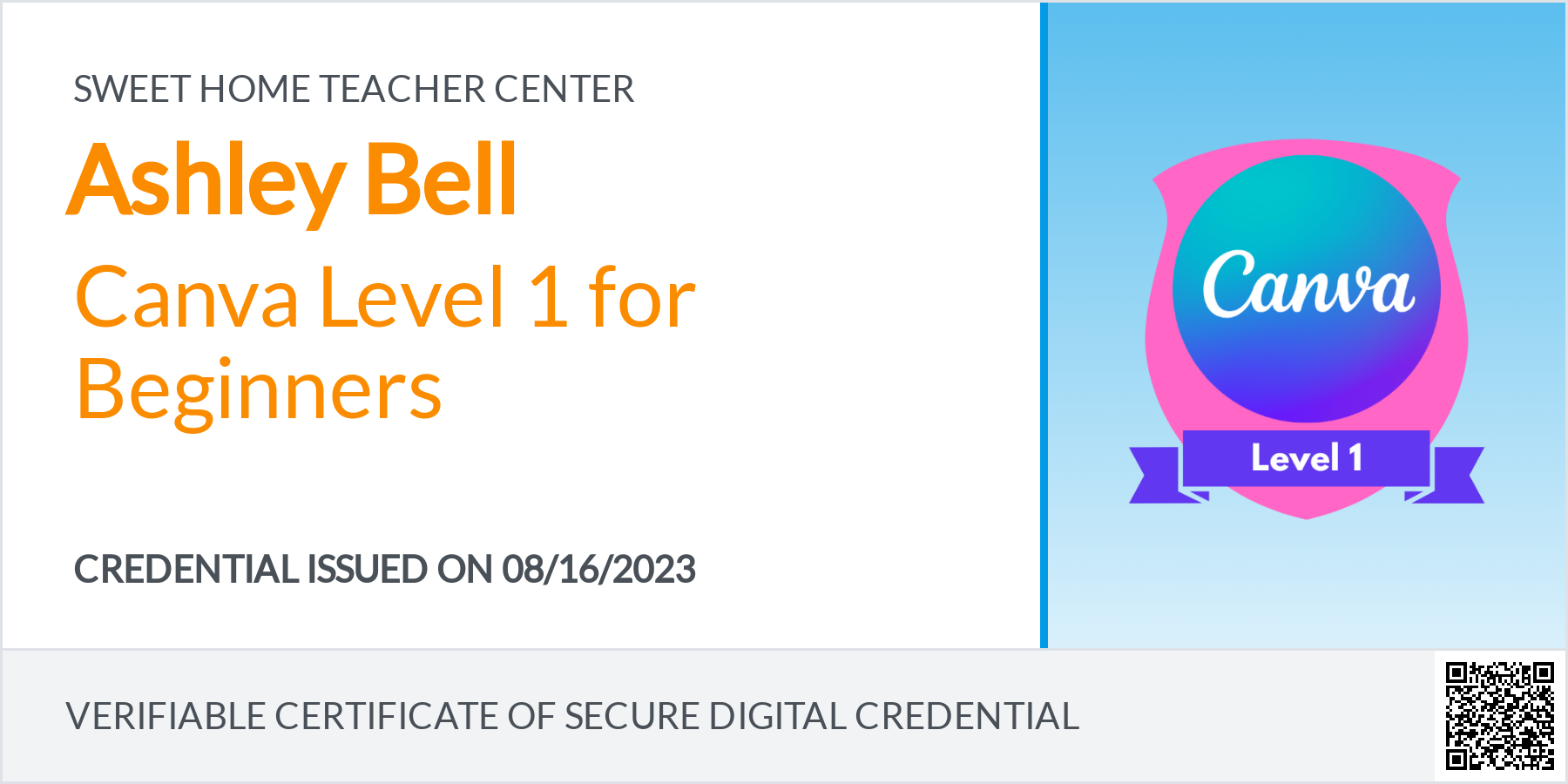 Ashley Bell - Canva Level 1 for Beginners - Badge List